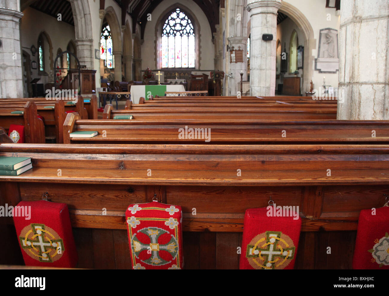 The Parish Church of St. Mary's interior at Chilham, Kent, UK Stock ...