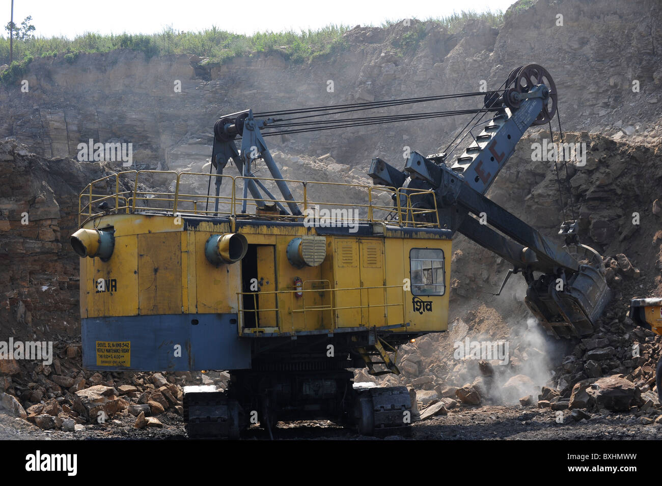 INDIA Jharkand Dhanbad , opencast hard coal mining of BCCL Ltd , heavy ...