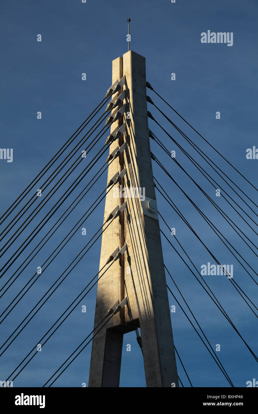 support column and cables for suspension bridge Stock Photo - Alamy