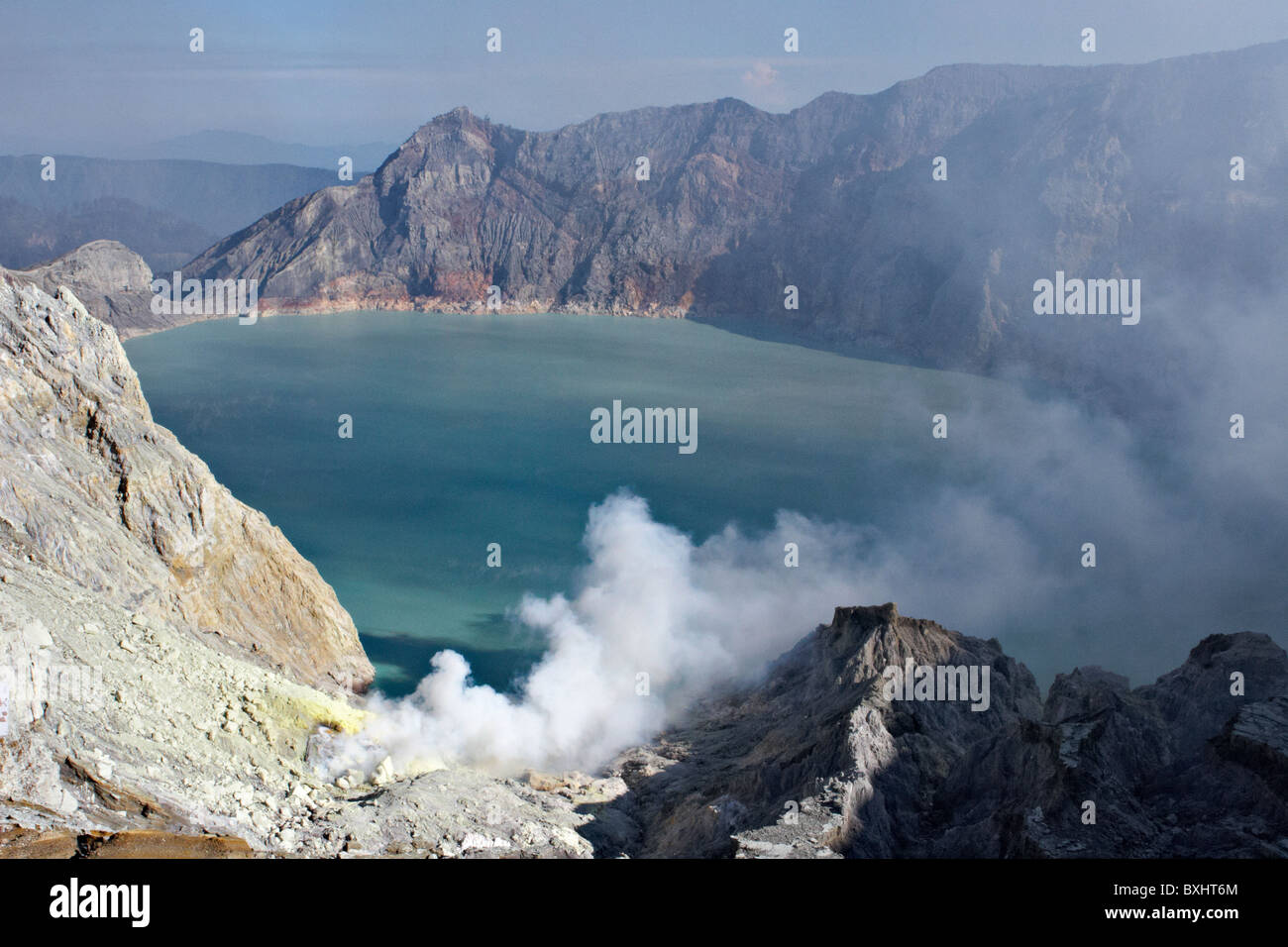 Kawa Ijen volcano crater lake, Java, Indonesia, Asia Stock Photo - Alamy