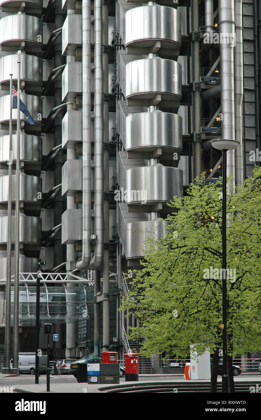 Lloyds building seen from Leadenhall street "the Inside out building" 1 Lime street City of ...
