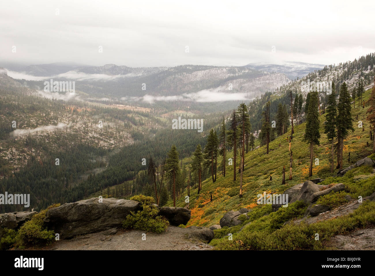 North-American highlands under heavy overcast - Sierra Nevada mountains ...