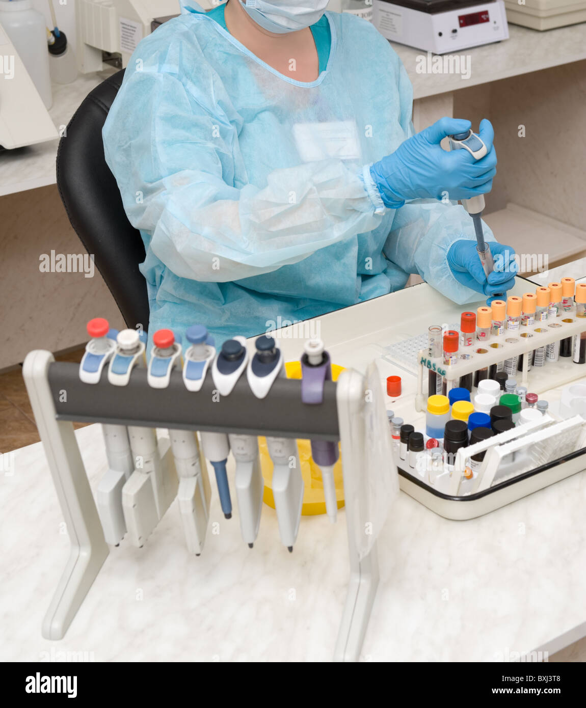 nurse makes analysis of a blood sample at a laboratory Stock Photo - Alamy