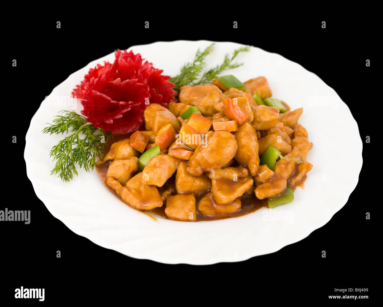 Chinese food. Fried pork with vegetables under sweet sauce Stock Photo ...