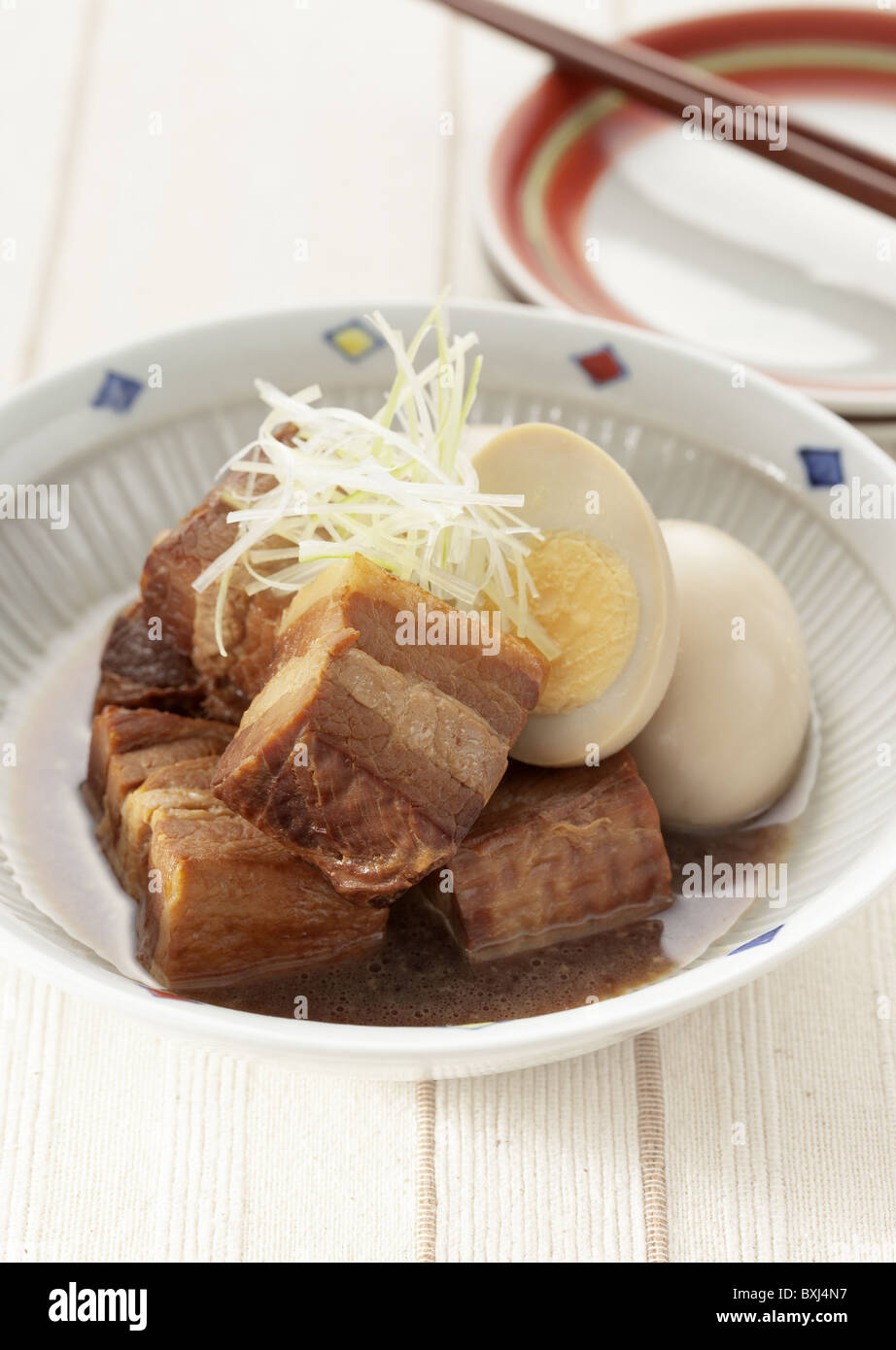 Pork simmered in soy sauce Stock Photo - Alamy