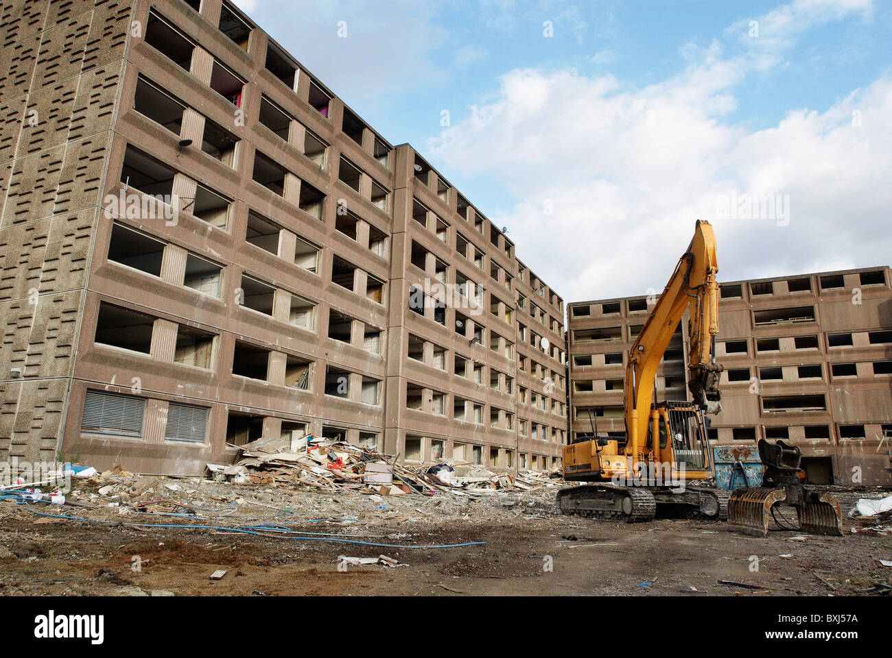 Demolition of a housing block North London UK Stock Photo - Alamy