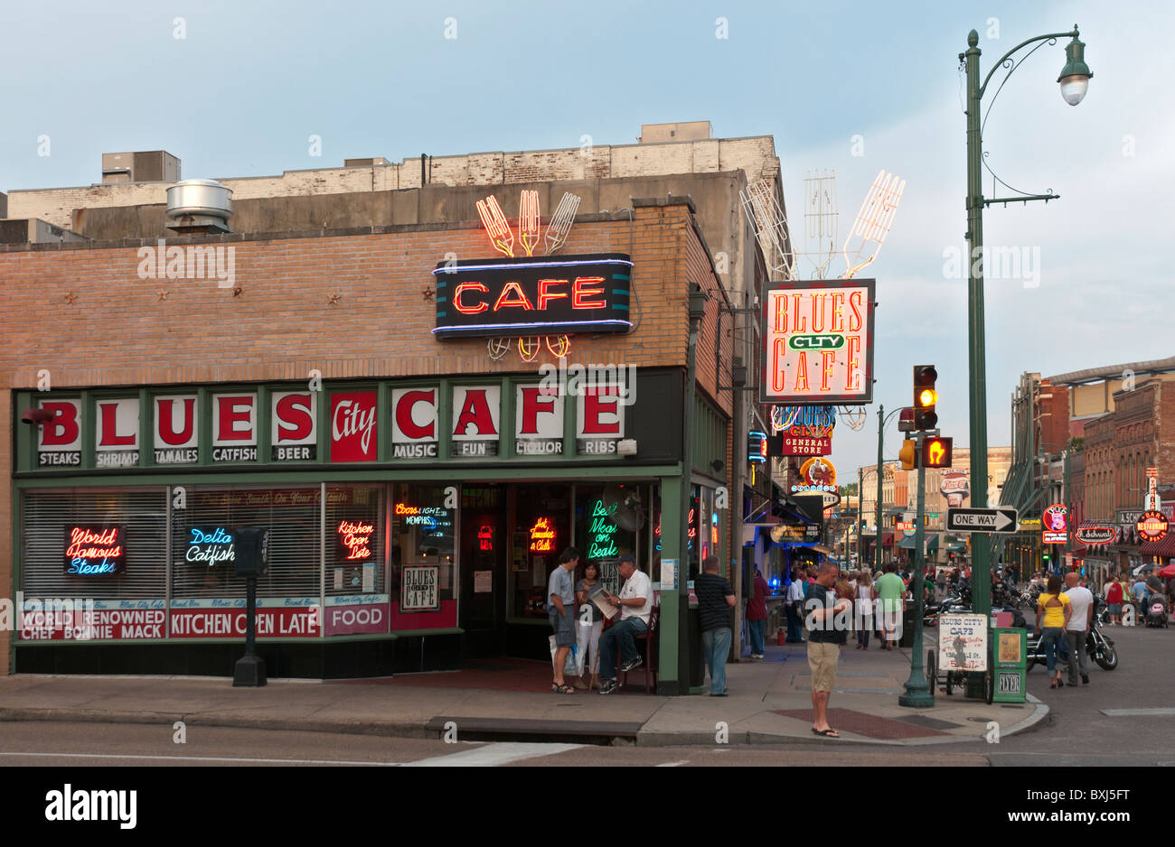 Beale Street, Blues City Cafe, restaurant and music venue, neon sign ...