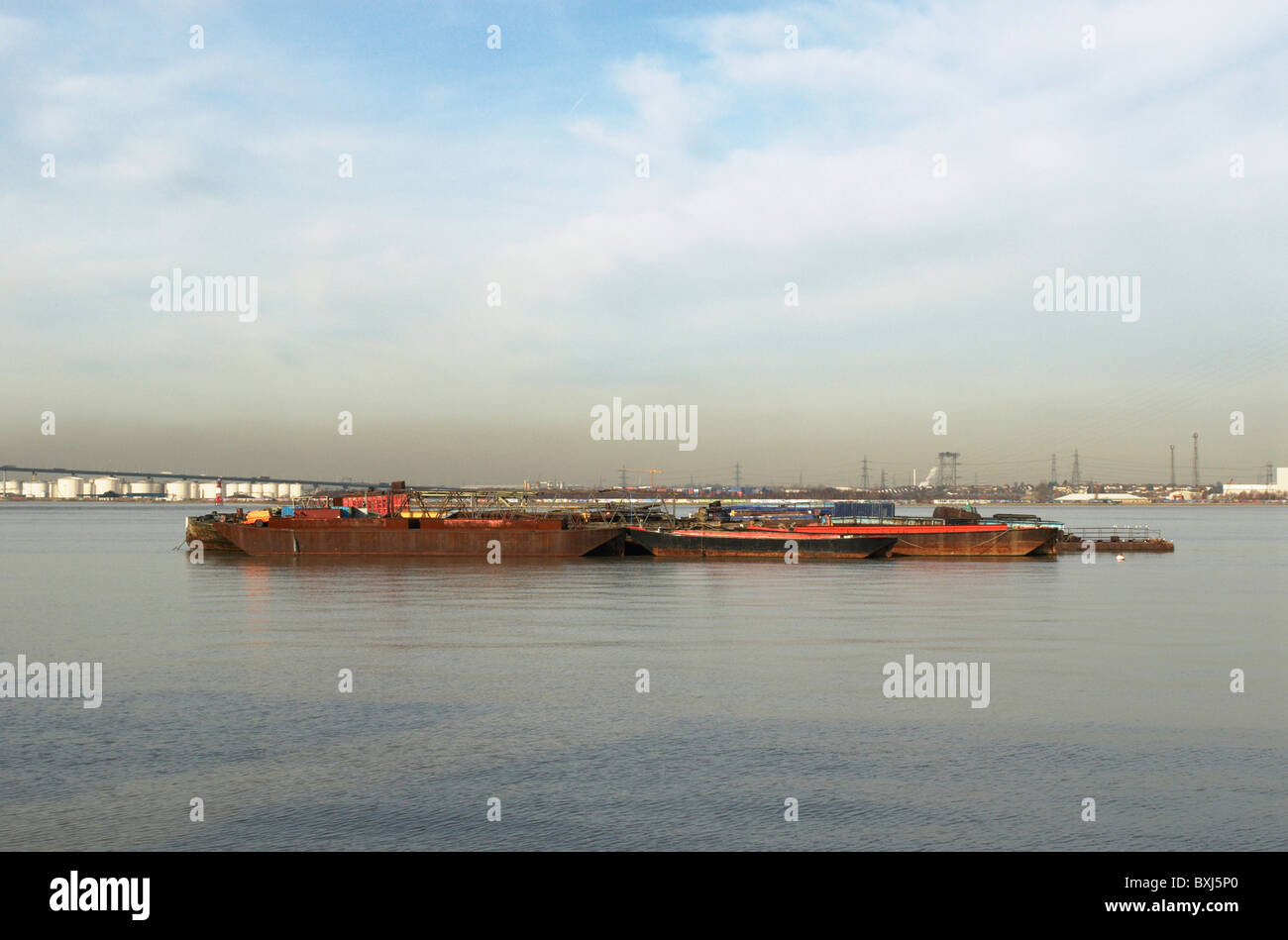 Barges on Thames Kent UK Stock Photo - Alamy