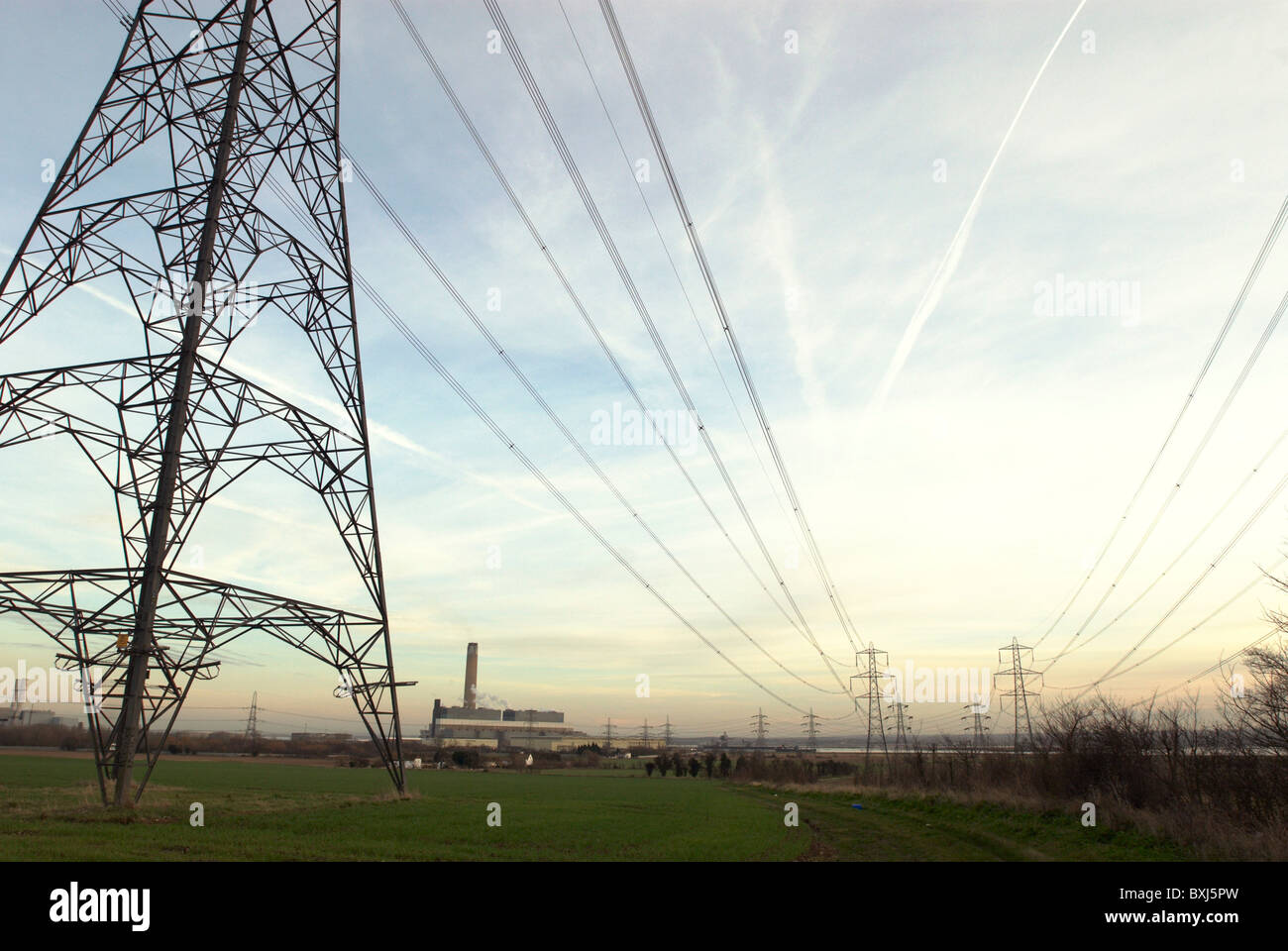 Electricity pylons Kent UK Stock Photo - Alamy
