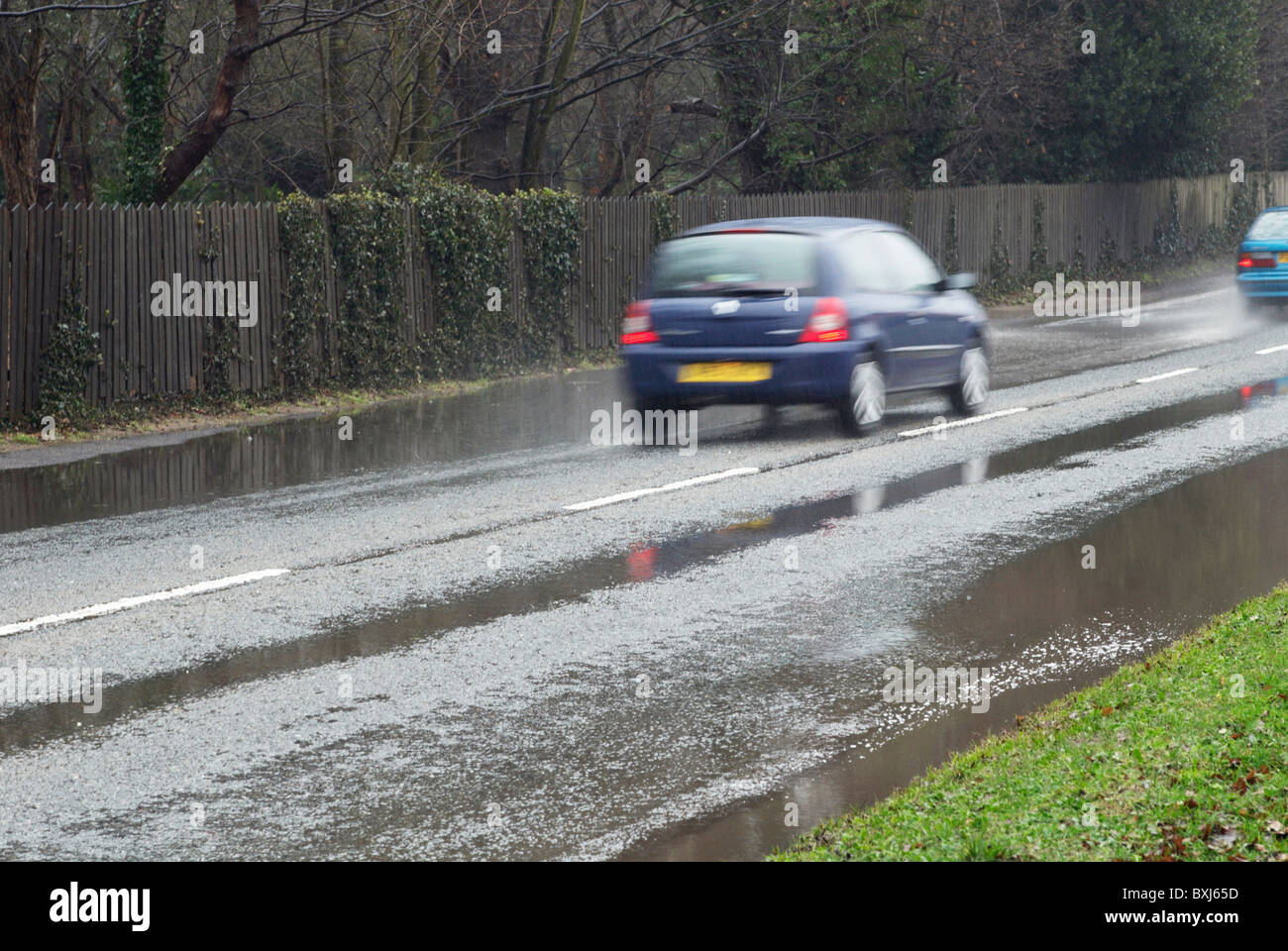 Wet weather driving conditions Suffolk UK Stock Photo - Alamy