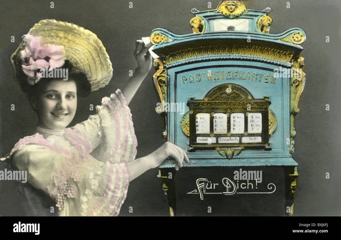 post, post box, woman with post box, Germany, 1908, 1900s, 00s, 20th ...