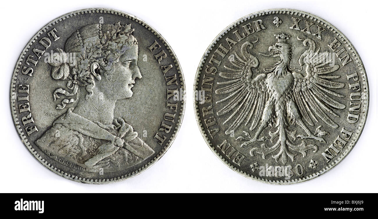 money / finance, coins, Germany, silver coin, Taler, Frankfurt am Main ...