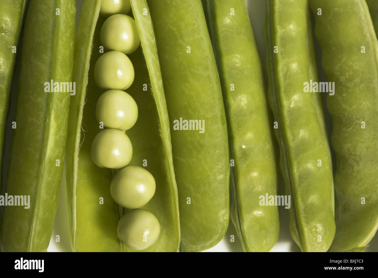Background with the pods of green peas Stock Photo - Alamy