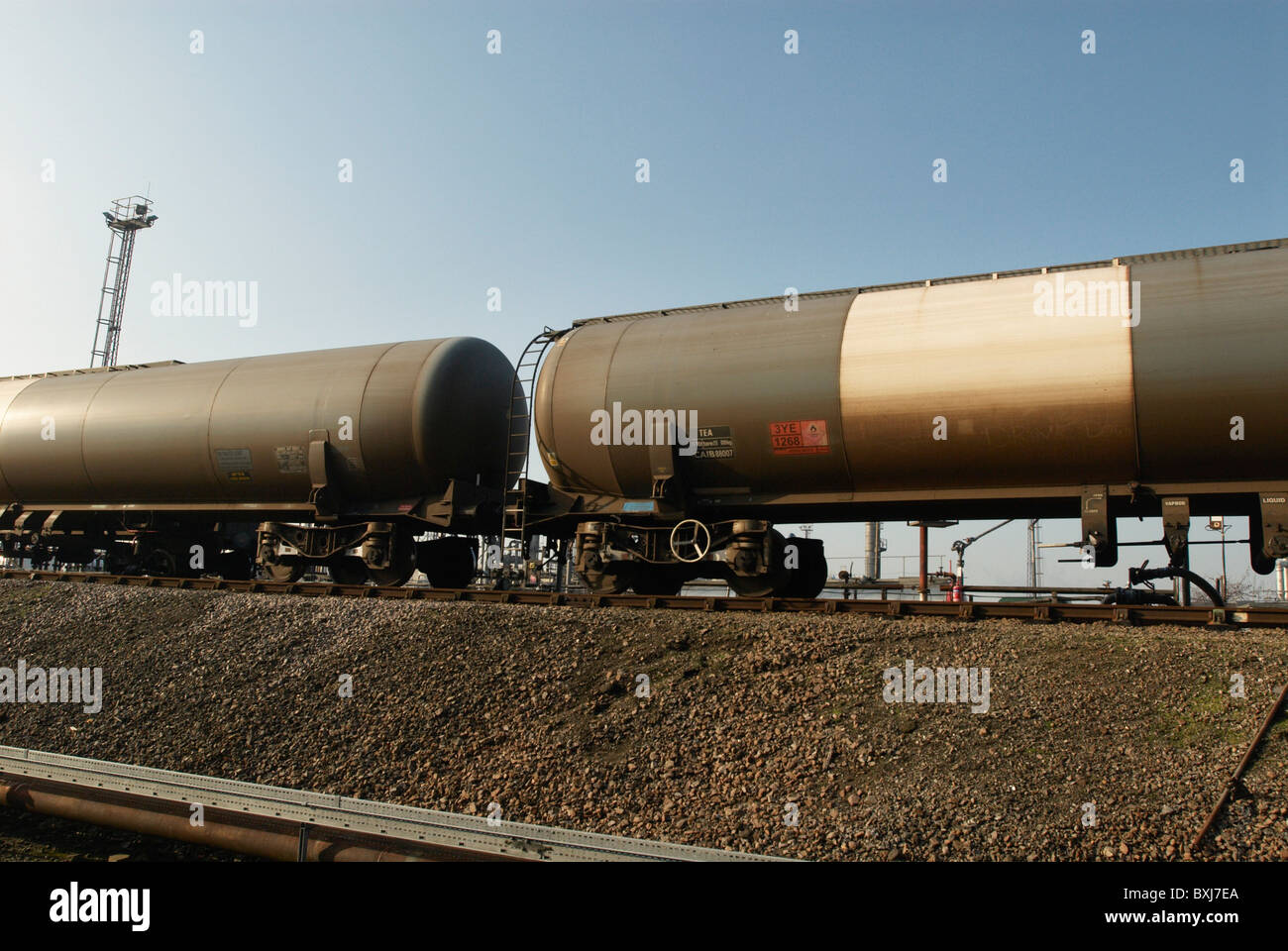 Oil tanker freight train Stock Photo - Alamy