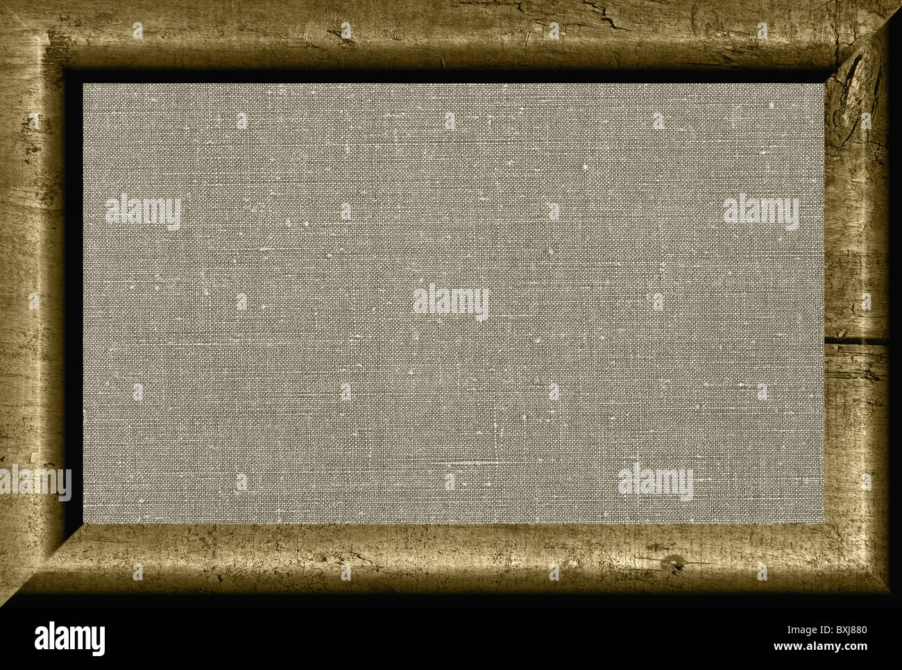 Wooden texture frame and natural linen striped uncolored canvas Stock ...