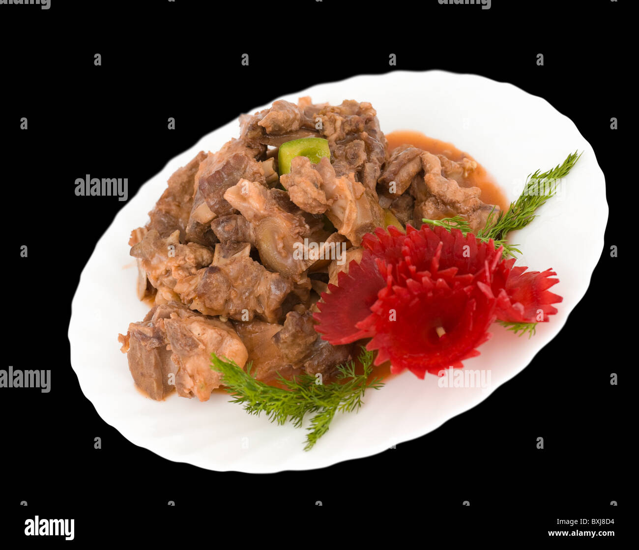 Chinese food. Lamb bones stew, over black Stock Photo - Alamy