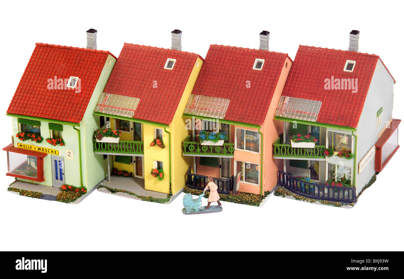 toys, model-making, row of houses, Germany, circa 1964, Additional ...