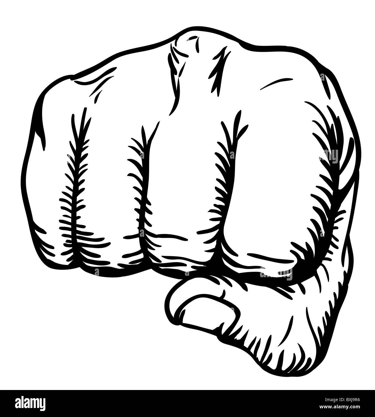 a black and white illustration of a front view of a right human hand ...