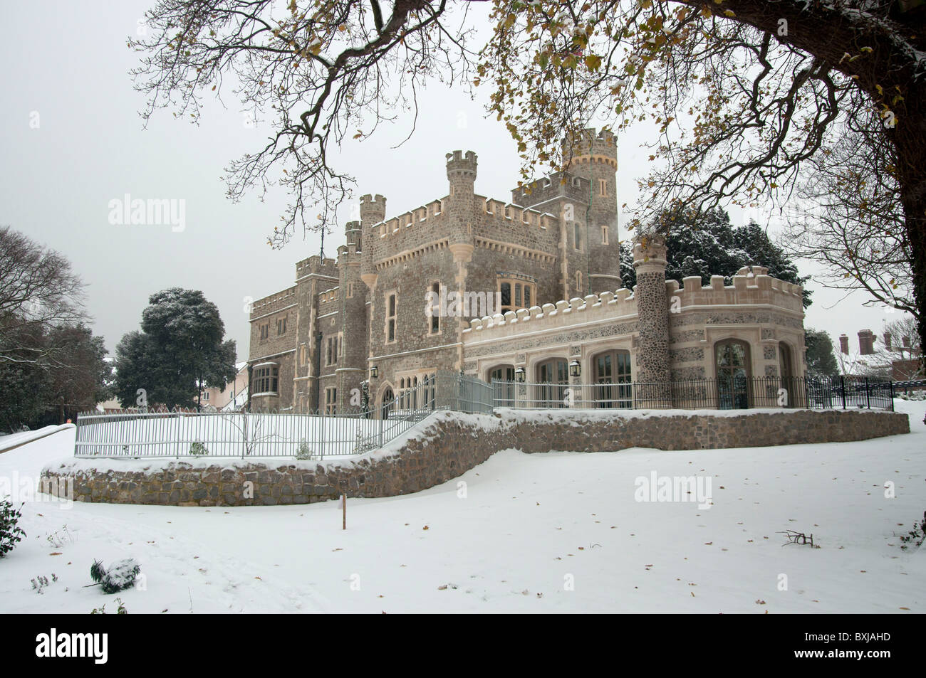 snow covered Whitstable Castle Gardens Stock Photo - Alamy