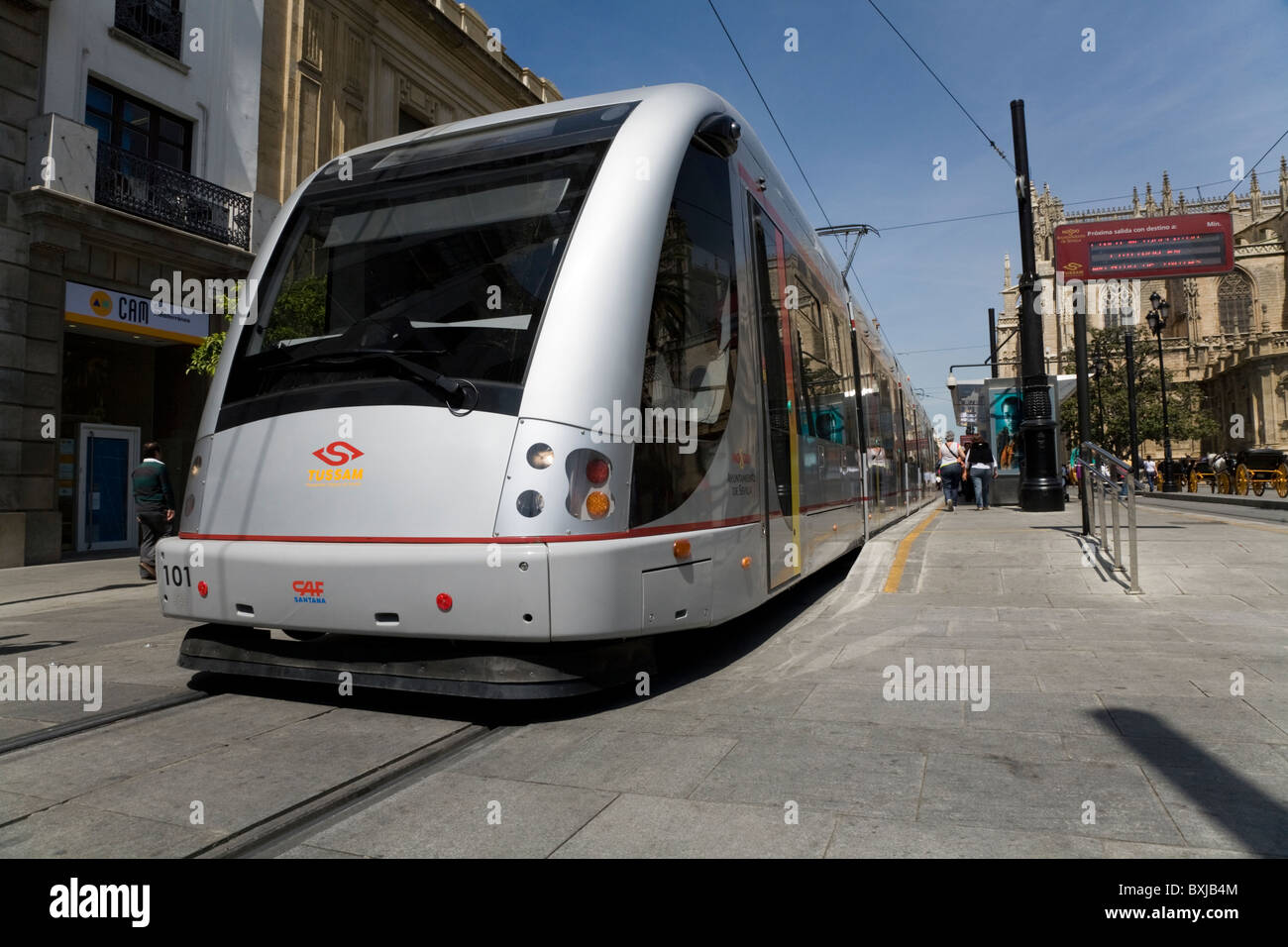 Modern tram in centre of seville hi-res stock photography and images ...