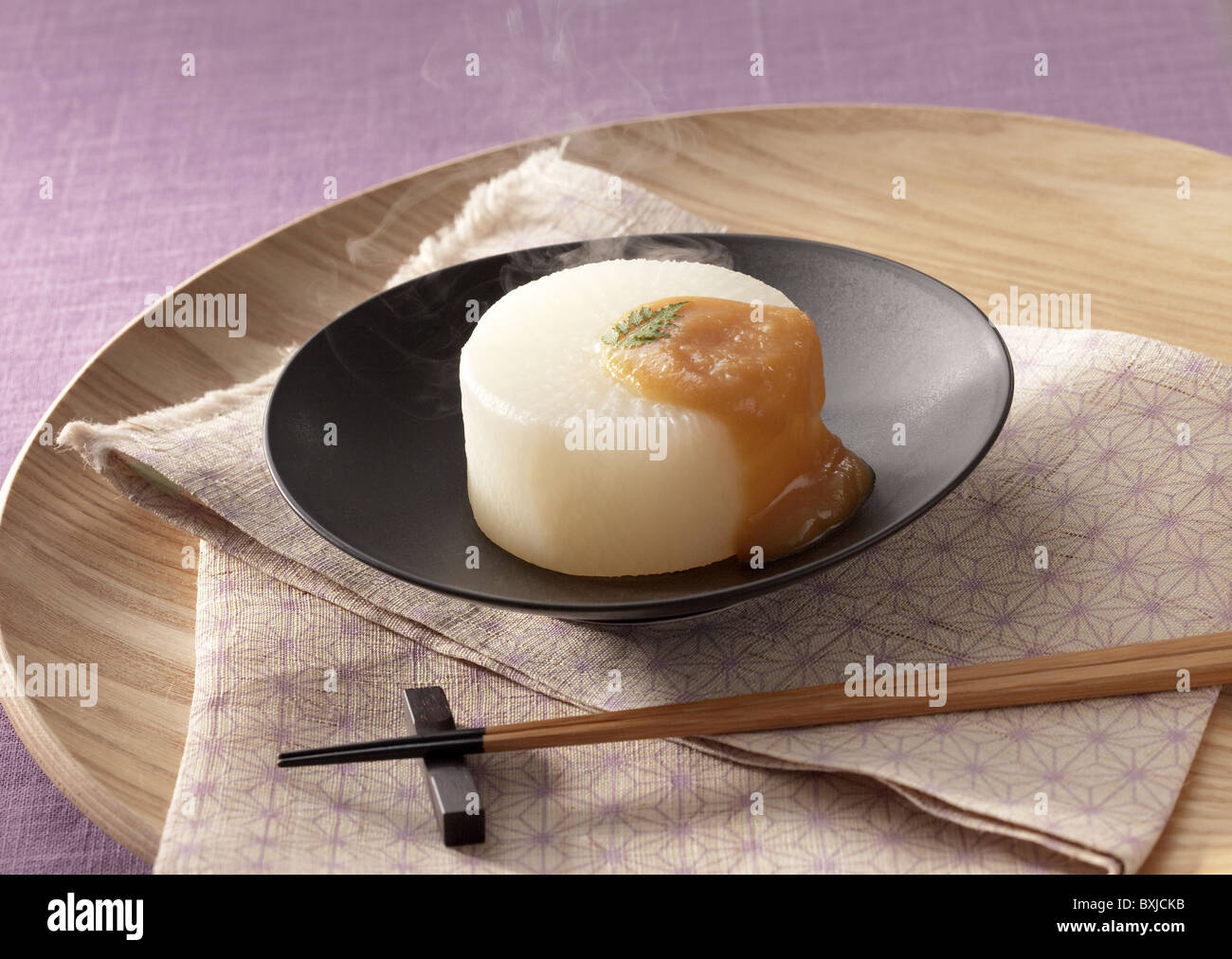 Simmered daikon radish with miso Stock Photo - Alamy