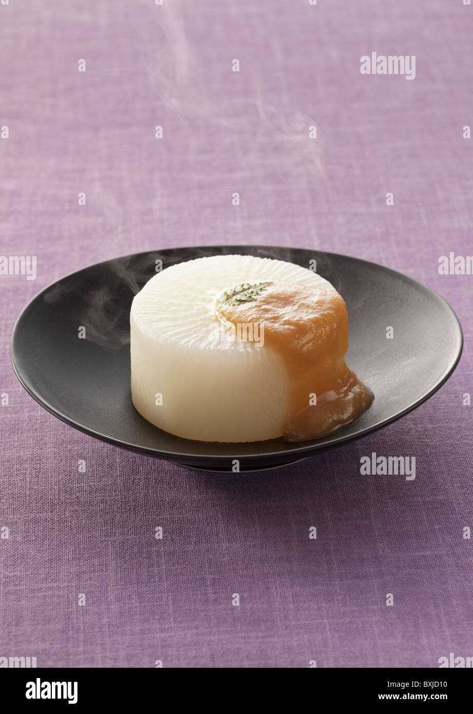 Simmered daikon radish with miso Stock Photo - Alamy