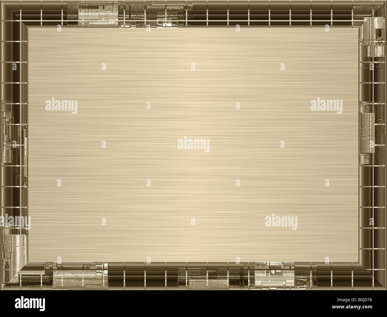 Shiny brushed metal plate and techno frame Stock Photo - Alamy