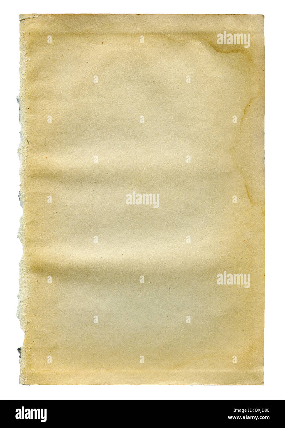 Obsolete stained textured paper isolated on white Stock Photo - Alamy