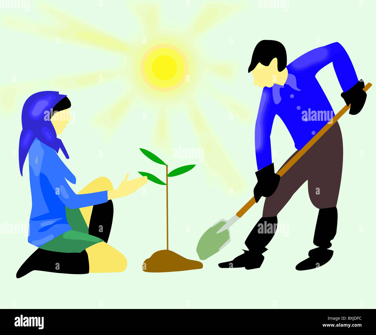 children grow tree Stock Photo - Alamy