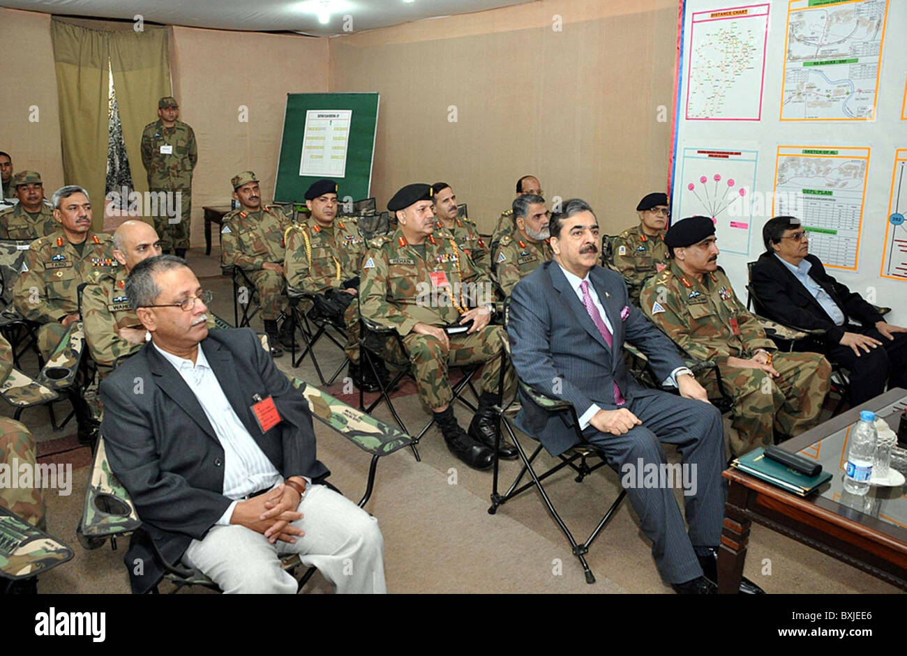 Prime Minister, Syed Yousuf Raza Gilani during briefing on occasion of ...