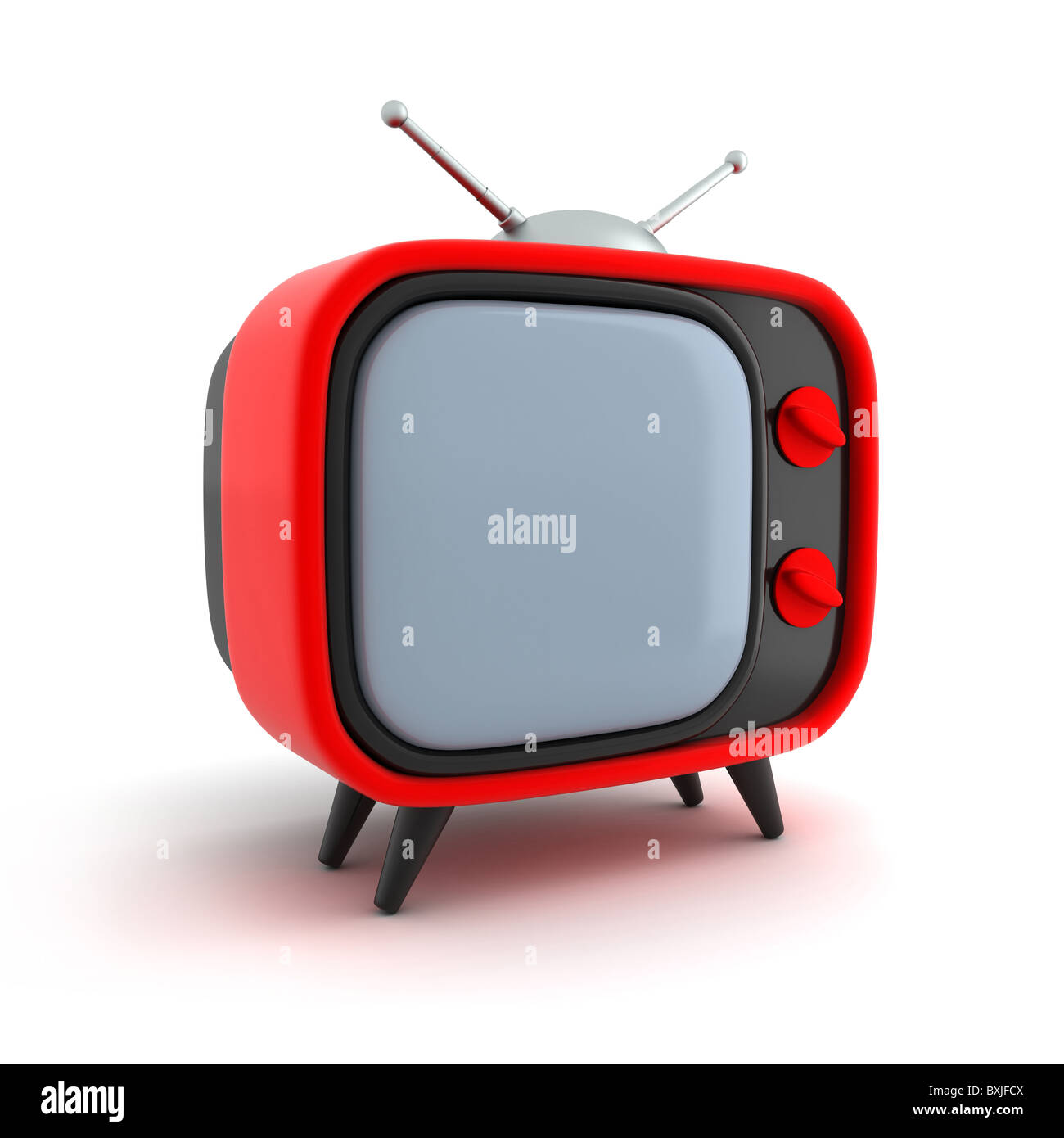 Retro TV, red (done in 3d, isolated Stock Photo - Alamy