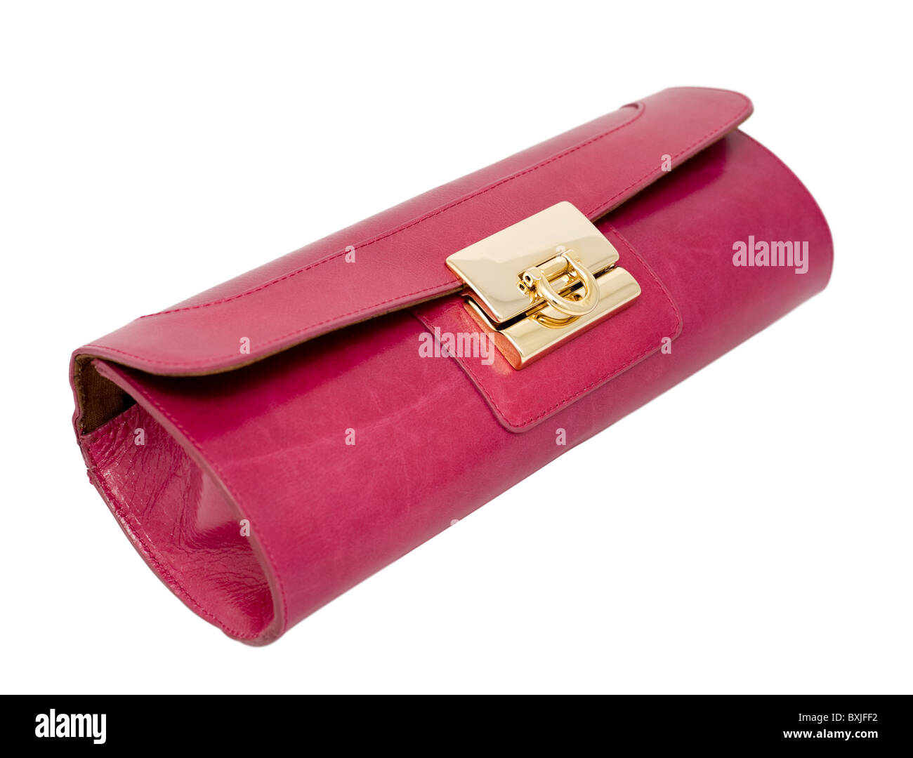 ladies leather dark pink purse without strap, clipping path Stock Photo ...