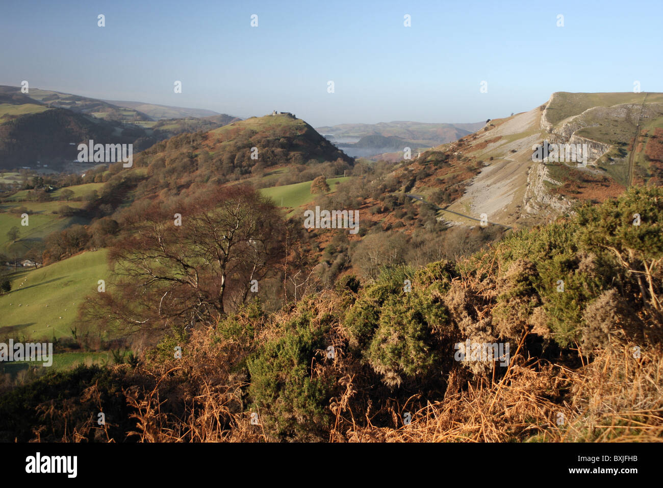 Winter morning on the Panorama with views of Dinas Bran Castle and ...
