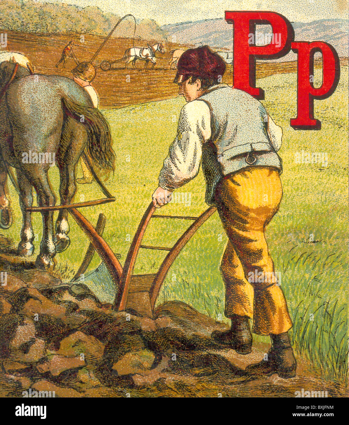 Pictorial Letter P For Plough Showing Upper And Lower Case Circa 1885 pictorial-letter-p-for-plough-showing-upper-and-lower-case-circa-1885