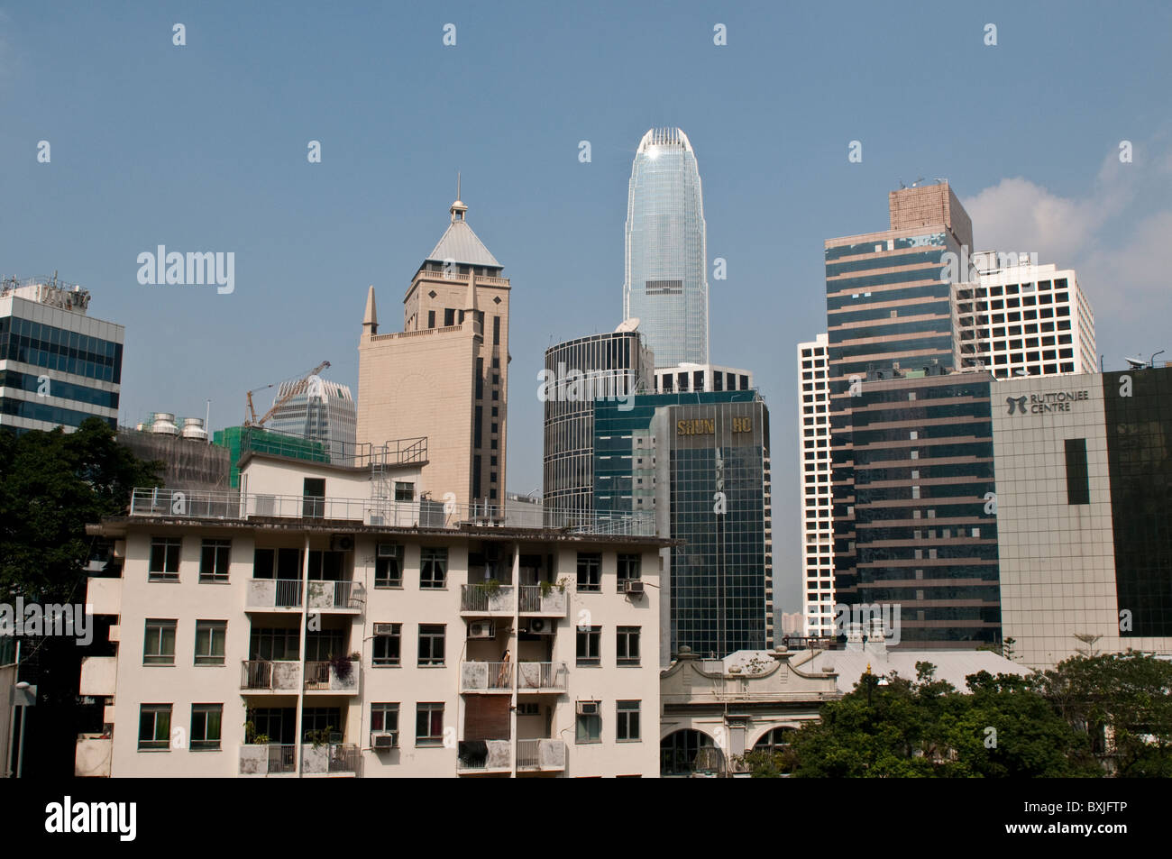 Buildings, including IFC 2 tower, from the Zoo, Hong Kong Island, China ...