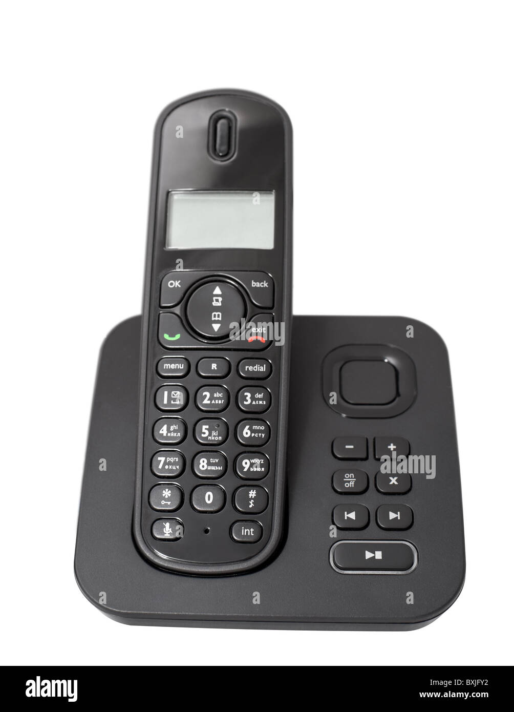 decked black telephone isolated on white with clipping path Stock Photo ...