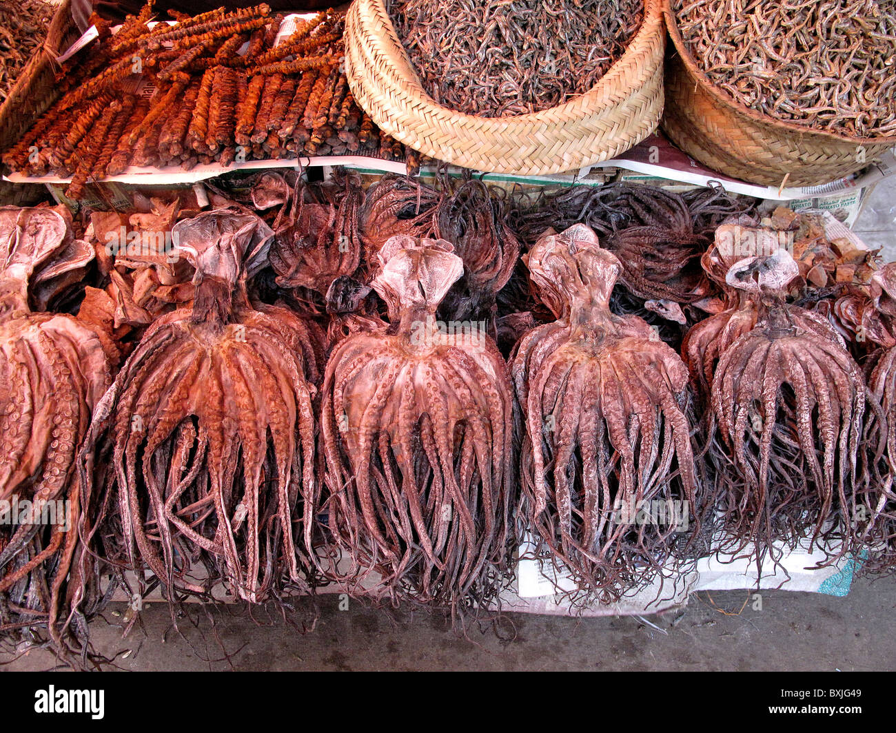Market stall table of octopuses Stock Photo - Alamy