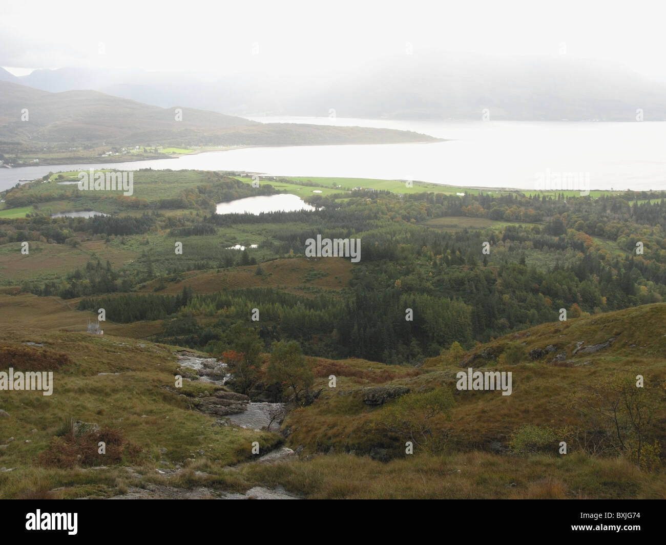 Corran Narrows, Loch Linnhe, seen from above Maclean's Towel (waterfall ...