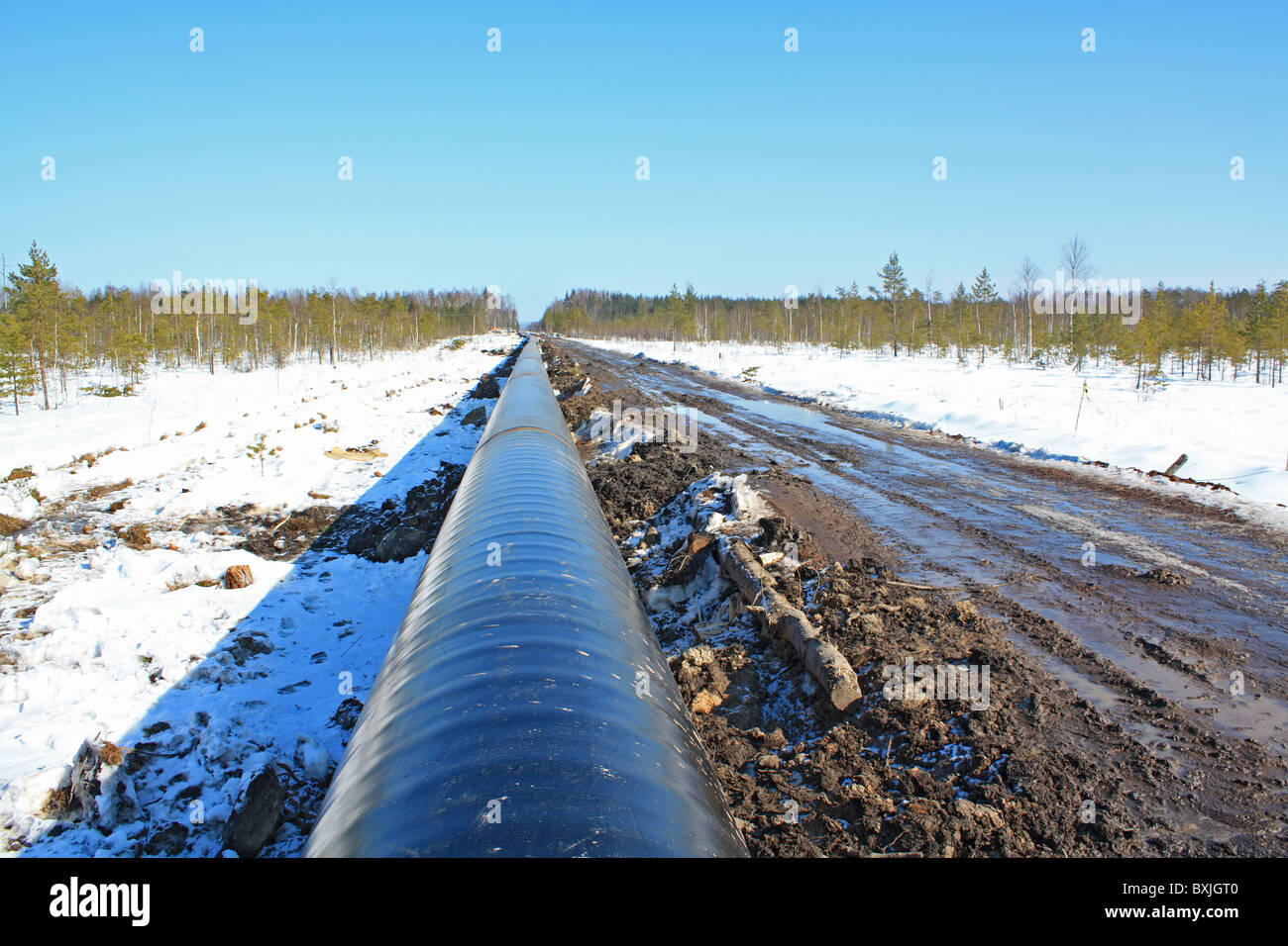 Long pipeline by the road hi-res stock photography and images - Alamy