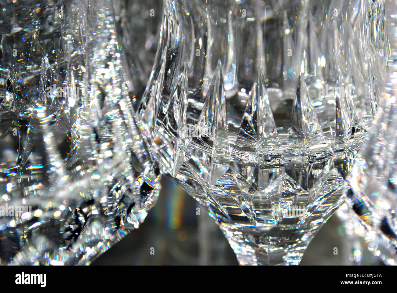 crystal glasses worked with reflexes and unusual shape of the glass ...