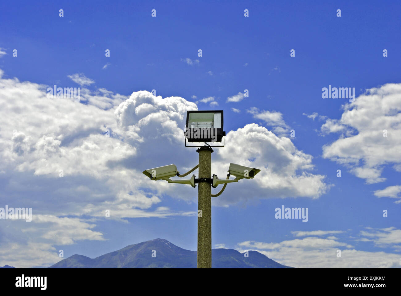control cameras with beacon lights, and night security Stock Photo - Alamy