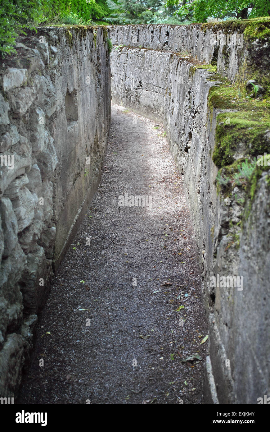fortified trench from World War I on the hill of Castel Dante Stock ...