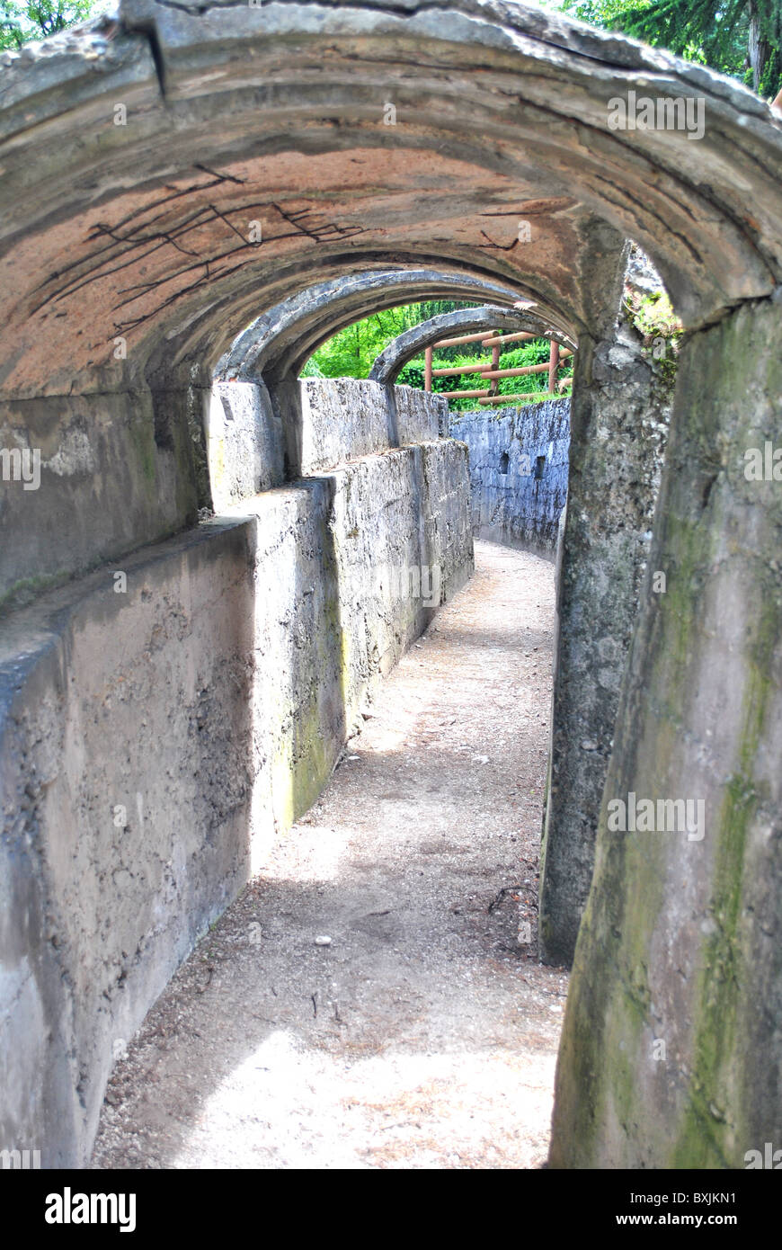 fortified trench from World War I on the hill of Castel Dante Stock ...
