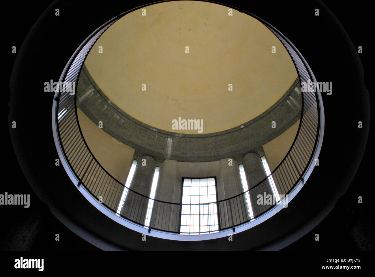 modern building with large circular opening in the ceiling Stock Photo ...