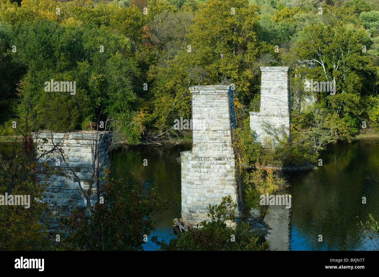View of old bridge piers leading to Maryland from James Rumsey Monument ...