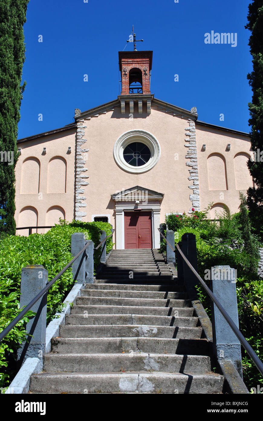 thirty small church facade with glass windows, cathedral Stock Photo ...