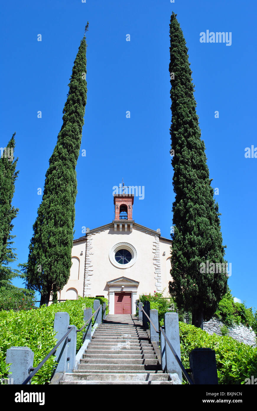thirty small church facade with glass windows, cathedral Stock Photo ...