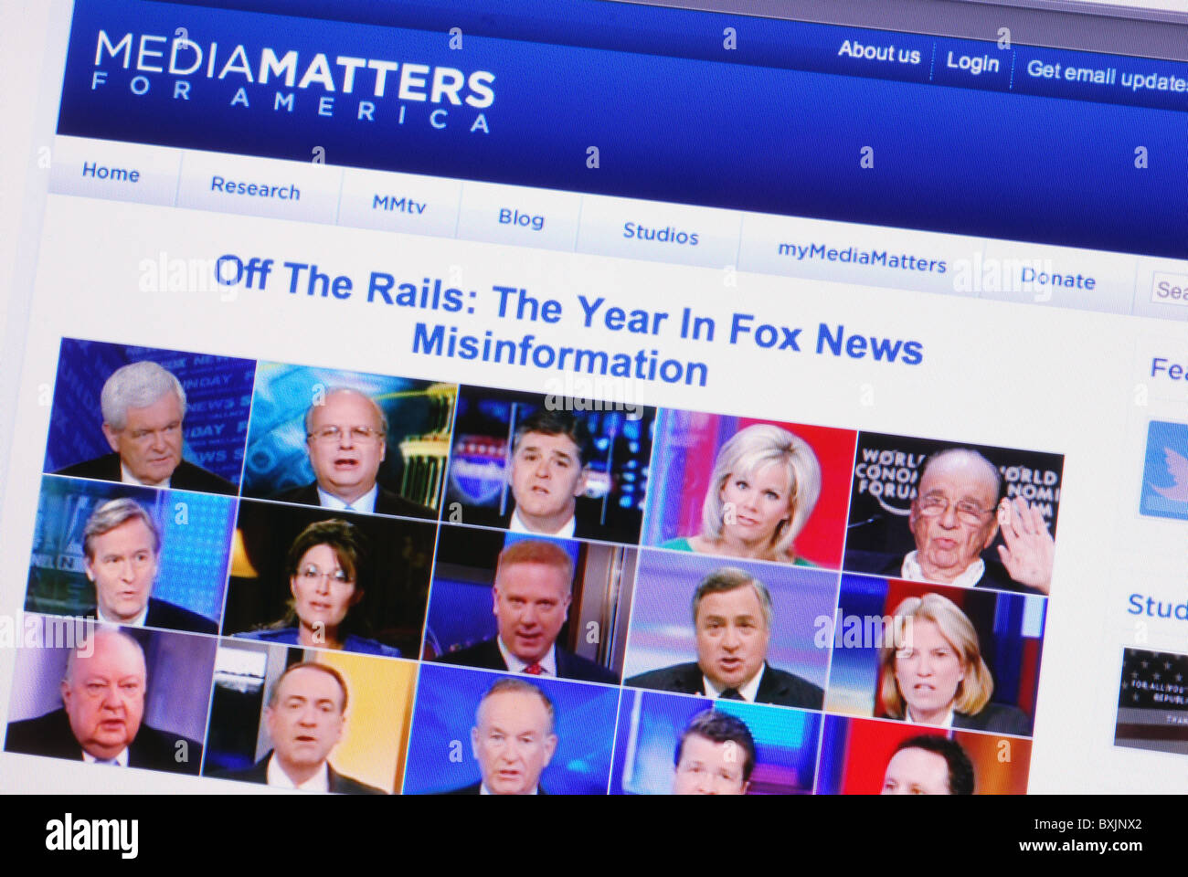 Front page of American progressive Media Matters website Stock Photo ...