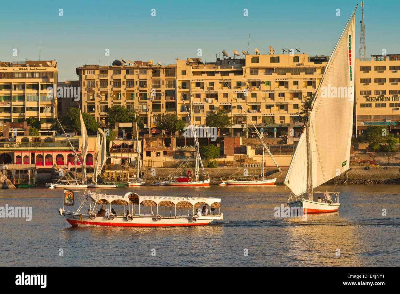 Egypt Aswan Boats On The Nile Stock Photo - Alamy