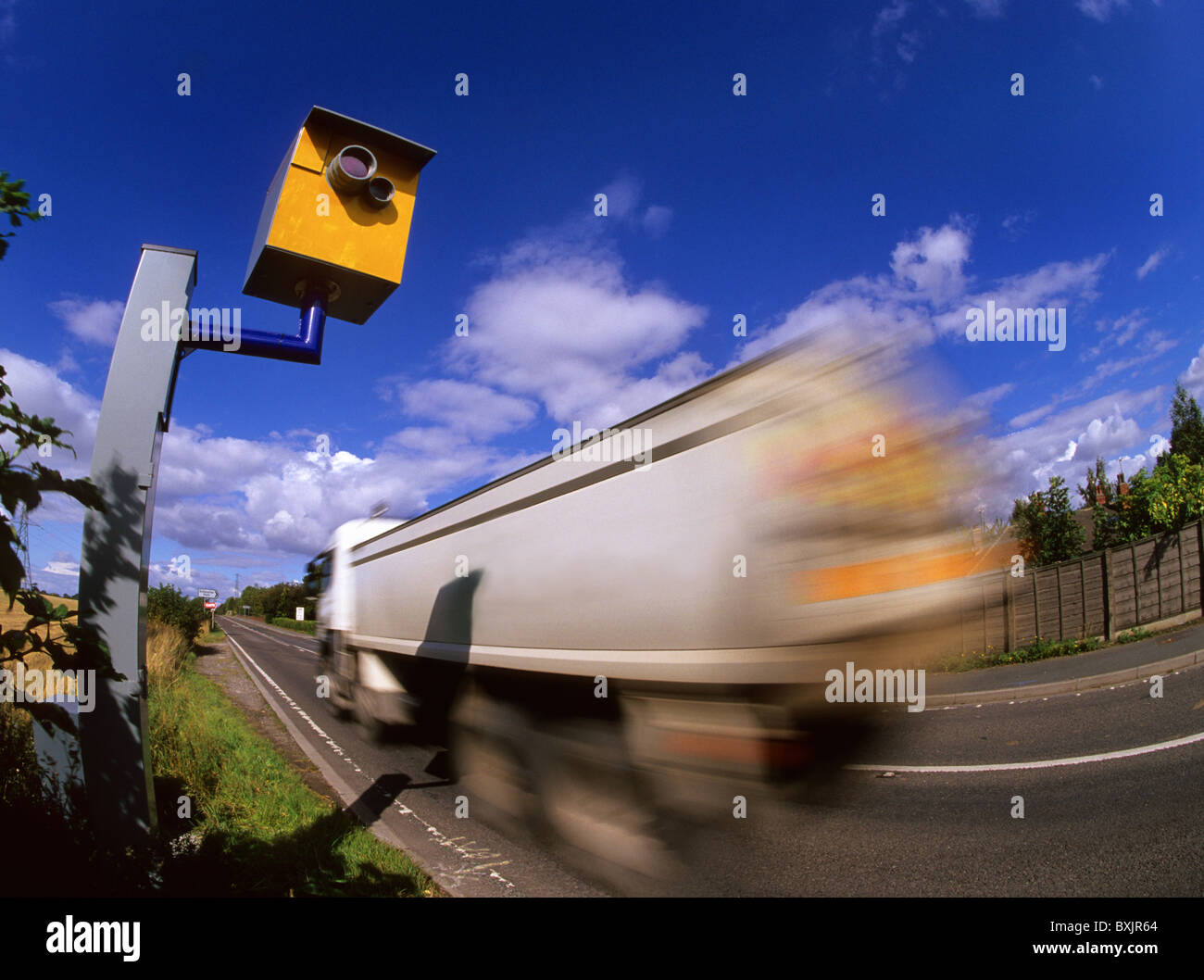lorry passing speed camera on roadside near leeds yorkshire uk Stock ...